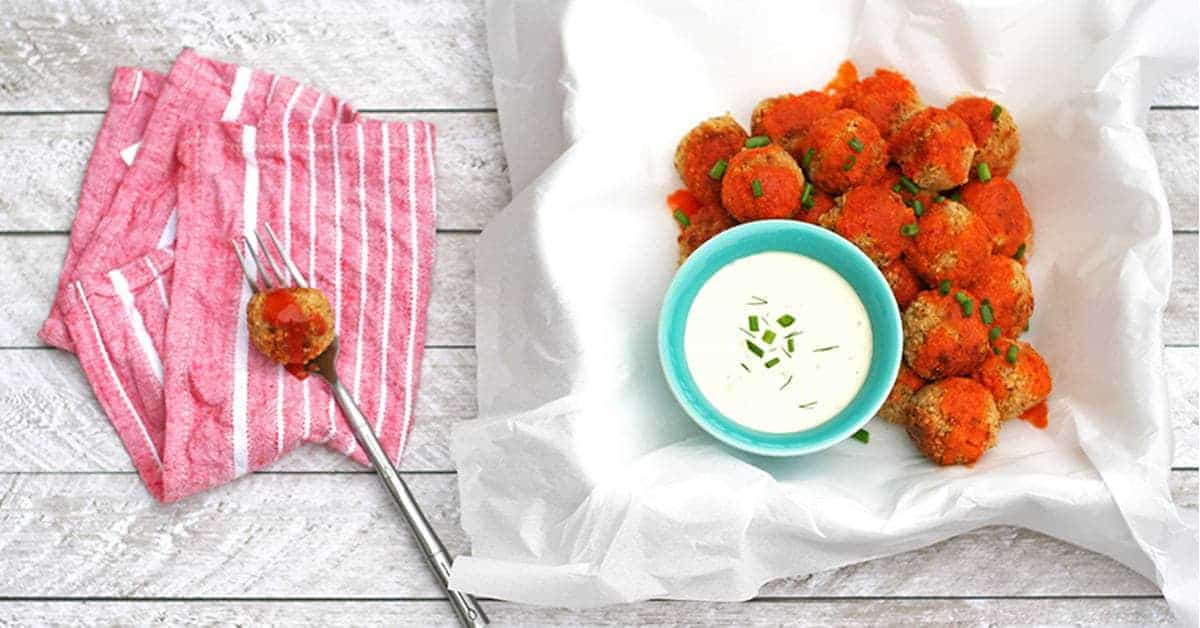 Buffalo Quinoa Balls with Ranch Dipping Sauce - VNutrition