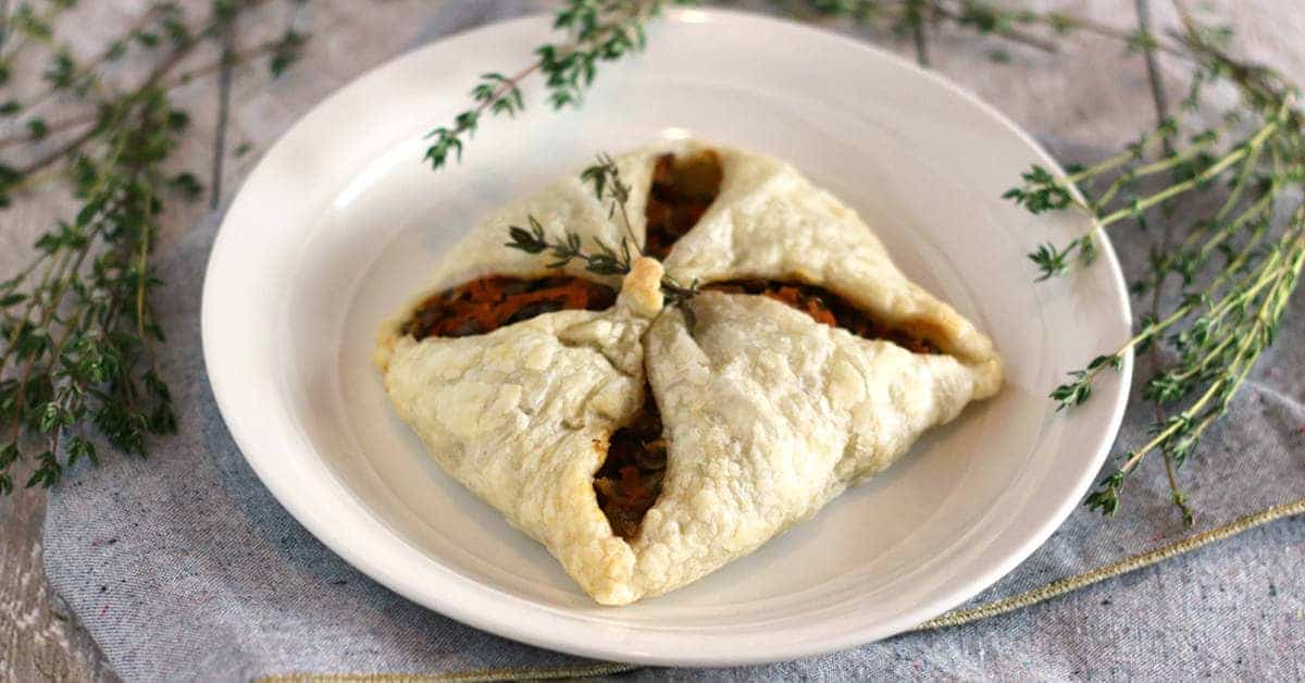 Individual Puff Pastry Lentil Pies | Savory Vegan Holiday Main Course