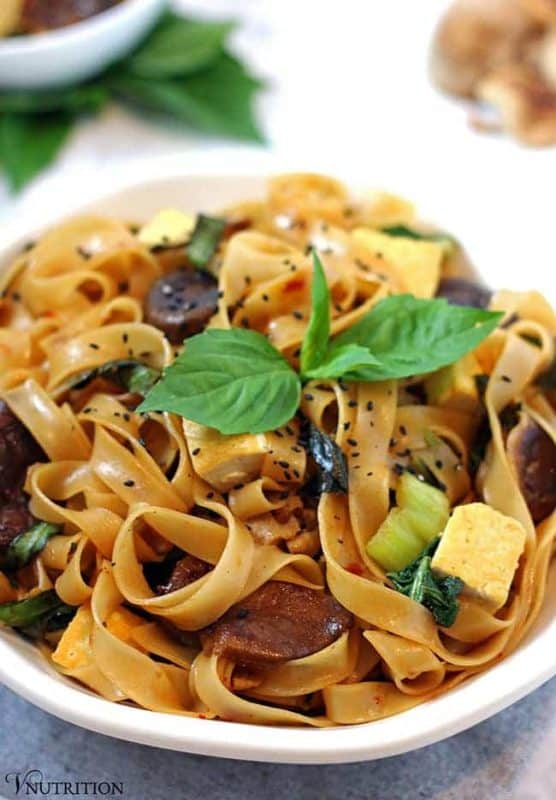 Thai Basil Noodles with Tofu | Vegan Drunken Noodles