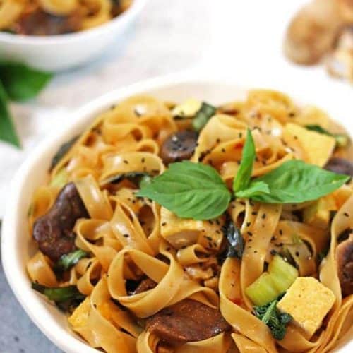 Thai Basil Noodles with Tofu | Vegan Drunken Noodles
