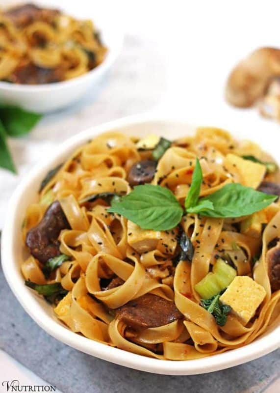 Thai Basil Noodles with Tofu | Vegan Drunken Noodles