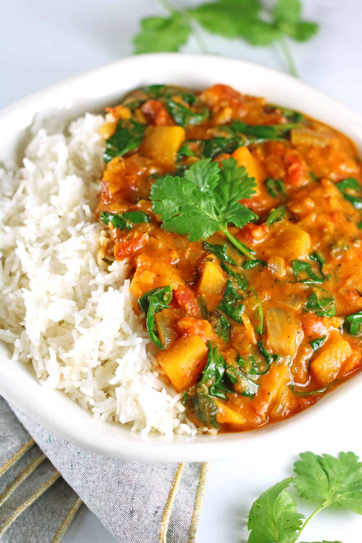Butternut Squash Curry with Spinach | Vegan Butternut Curry Recipe